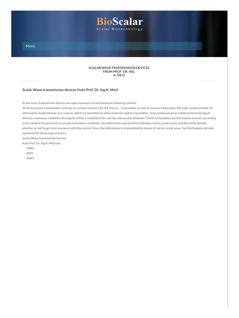 Bio Scalar - Scalar Wave Transmission Devices From Prof. Dr. Ing K ...