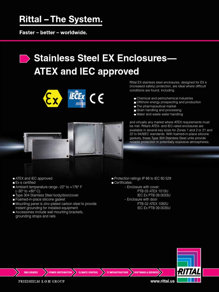 Rittal Sales Sheet Stainless Steel EX Enclosures 5 3031 | PDF ...