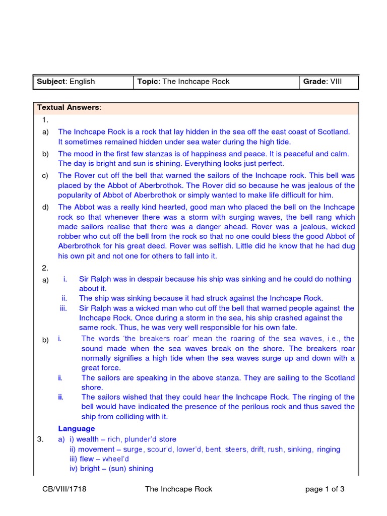 TSD CB VIII Eng The Inchcape Rock | PDF | Sea | Nature