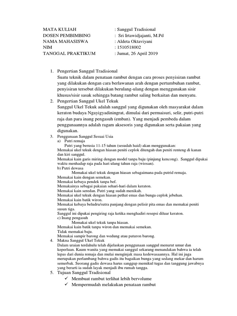 Teknik Sanggul Tradisional Ukel Tekuk | PDF