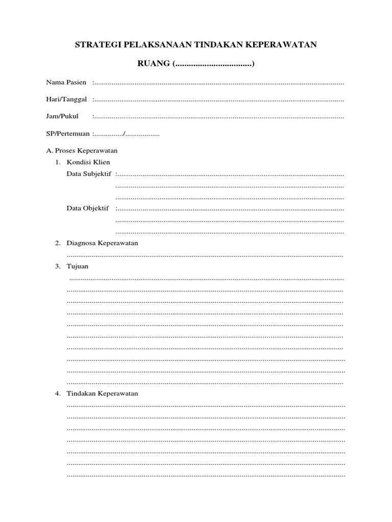 Jiwa - Format SPTK Strategi Pelaksanaan Tindakan Keperawatan | PDF