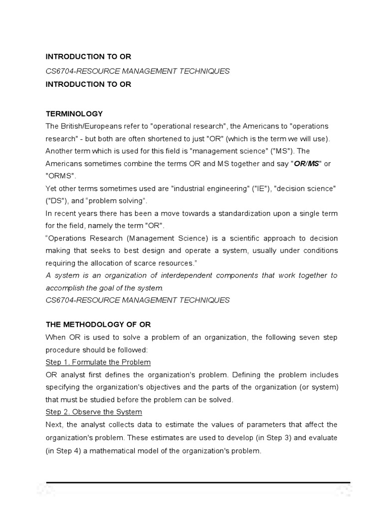 Resource Management Techniques | Download Free PDF | Linear Programming ...