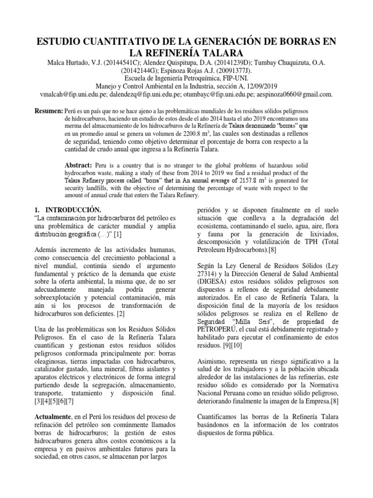 Borras | PDF | Refinería de petróleo | Residuos