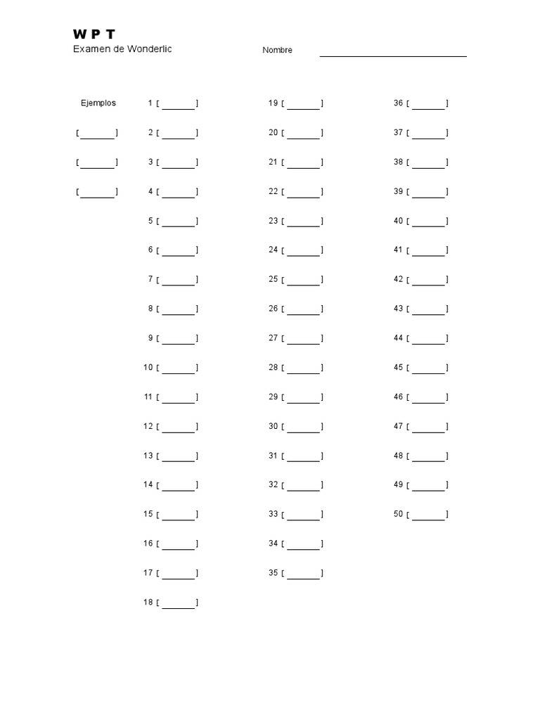 Examen de Wonderlic: Resultados y Potencial | PDF | Toma de decisiones ...