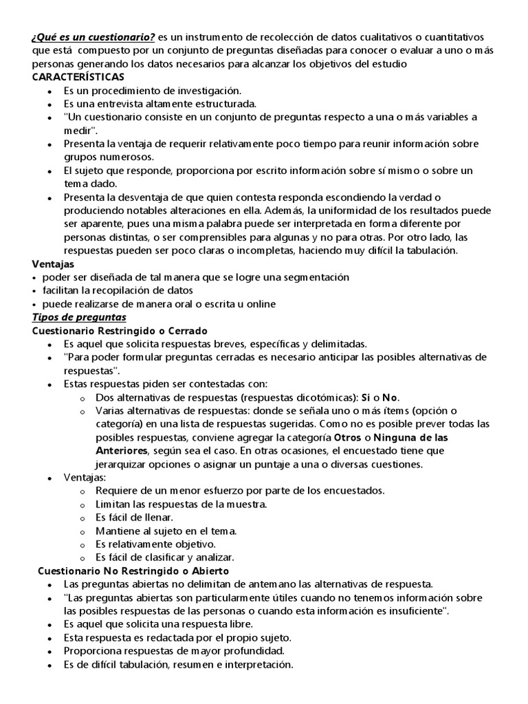 Qué Es Un Cuestionario | PDF | Cuestionario | Cognición