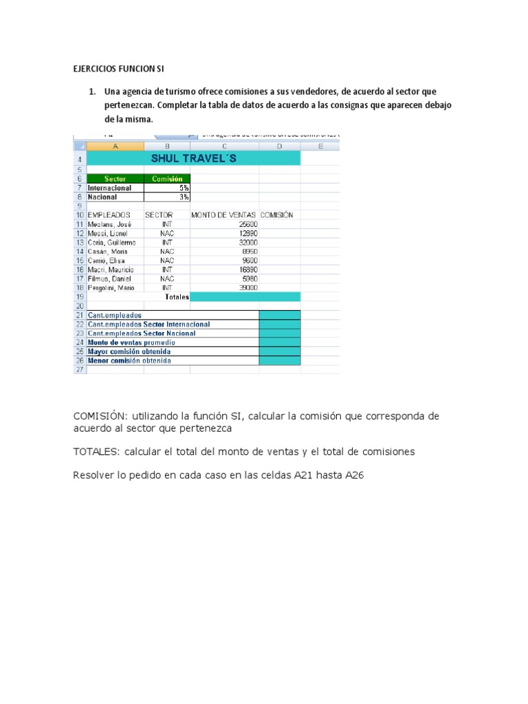 Ejercicio Función Si | PDF