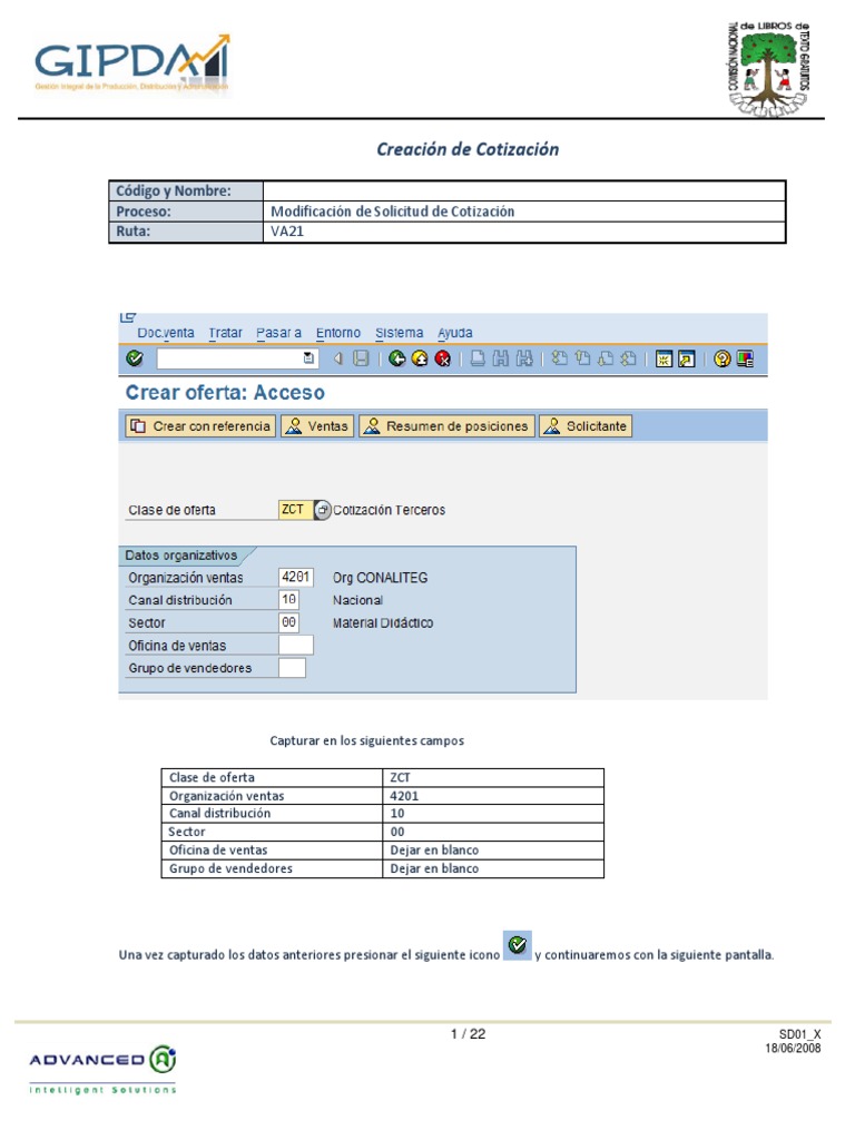 Manual SD Sap Va21 Creacion de Cotizacion | Descargar gratis PDF ...