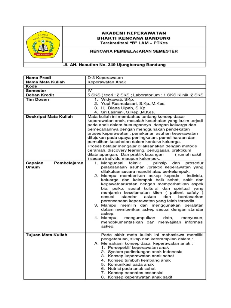 Format Rps Dan Rpp. Kep Anak | PDF