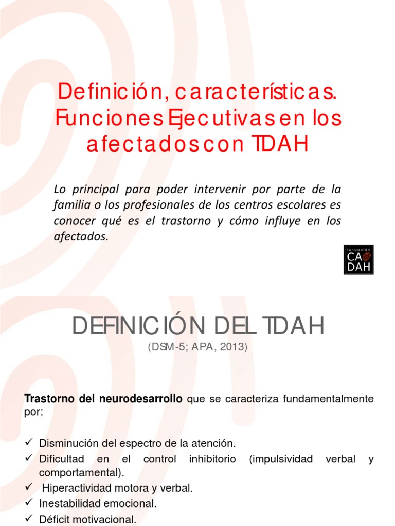Definición y características del TDAH | PDF | Desorden hiperactivo y ...
