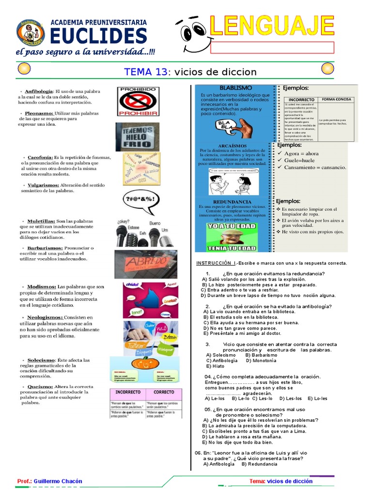 Vicios de Diccion | PDF | Lingüística | Semiótica