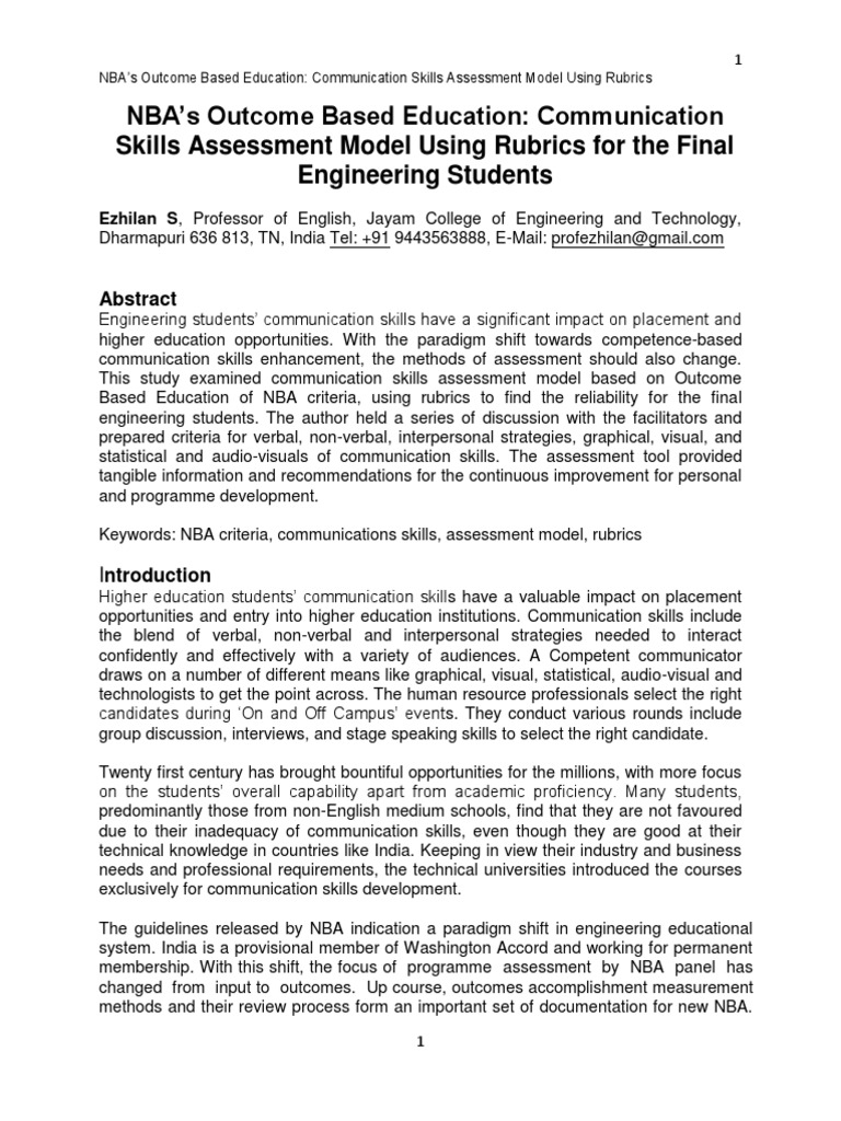NBA - WOSA-Full Paper - Rubrics - Saa. Ezhilan3!3!2014!11!5 - 31 | PDF ...