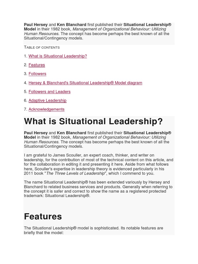 Situational Leadership | Download Free PDF | Action (Philosophy ...