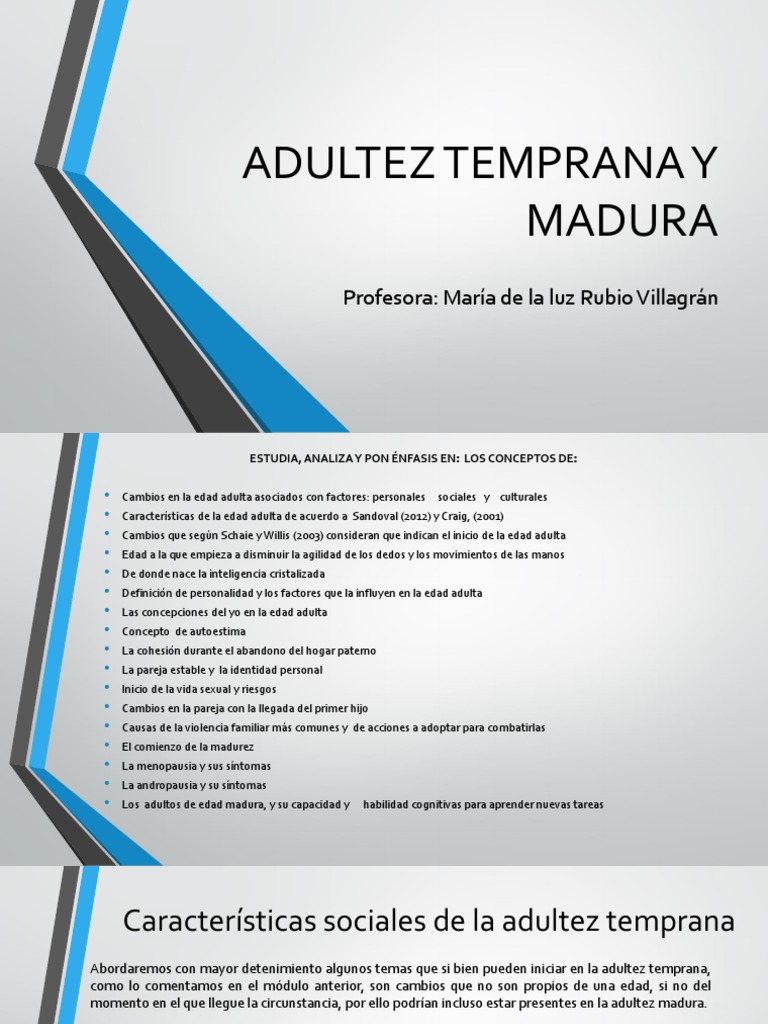 Adultez Temprana y Madura | Descargar gratis PDF | Adultos | Ciencias del comportamiento