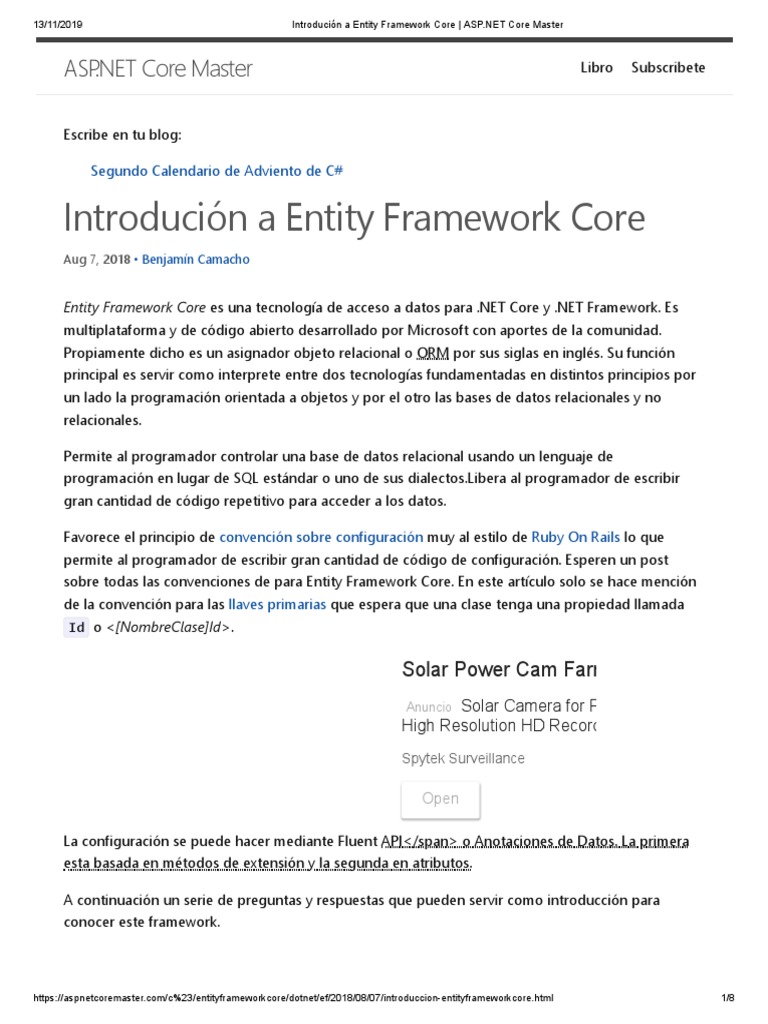 Introducción a Entity Framework Core | PDF | .NET Framework | Postgre Sql