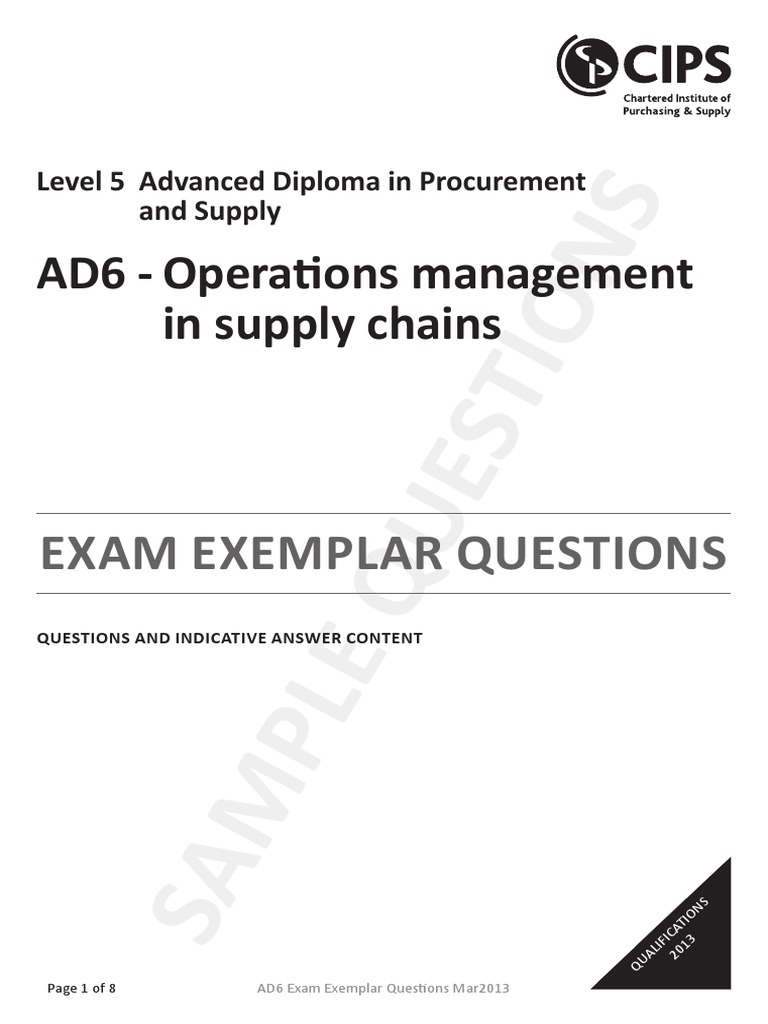 AD6 - Operations Management in Supply Chains - Questions and Answers PDF | PDF | Operations ...