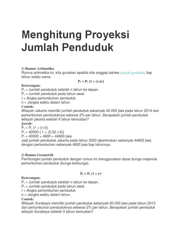 Menghitung Proyeksi Jumlah Penduduk | PDF