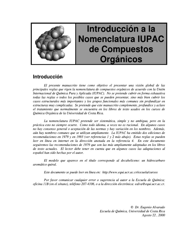 Nomenclatura IUPAC Reglas y Normas. | PDF