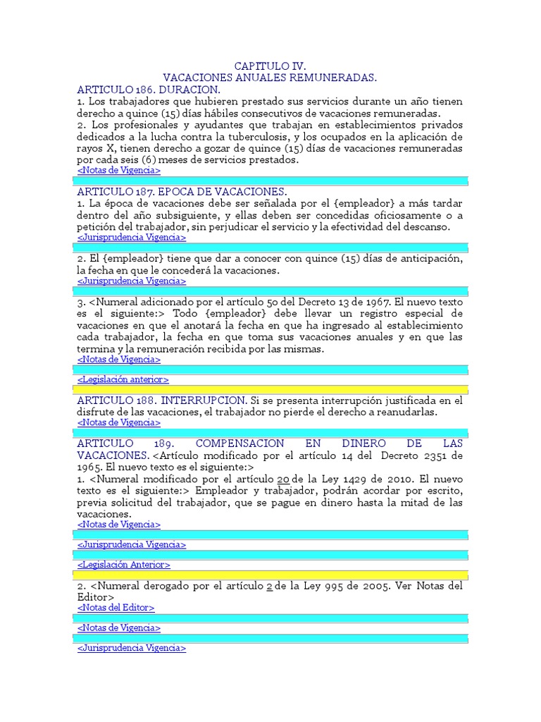 Capitulo IV Vacaciones | PDF | Salario | Labor