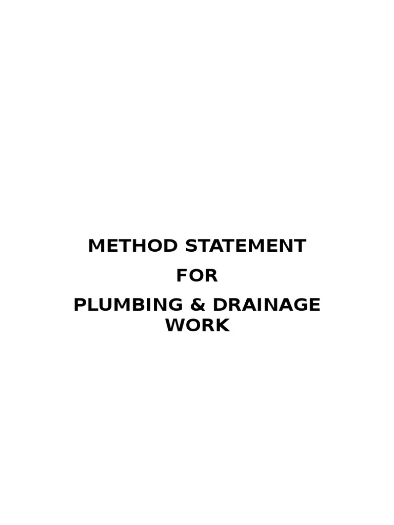 Plumbing & Drainage Method Statement | PDF | Plumbing | Pipe (Fluid ...