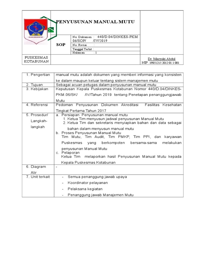 Sop Penyusunan Manual Mutu | PDF