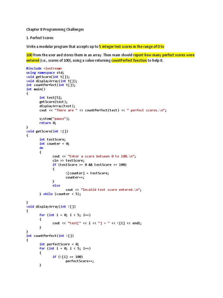 Ch8 Programming Challenges Solution | PDF | Integer (Computer Science) | Computer Programming