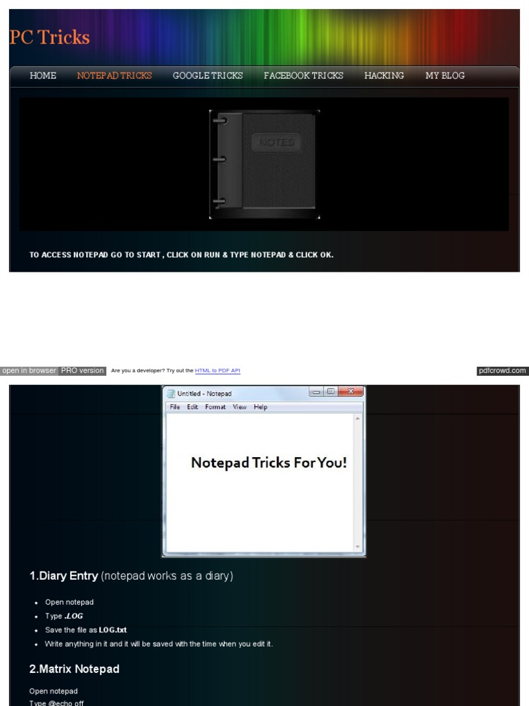 A Collection of Notepad Tricks and Tips for Pranking Others and ...