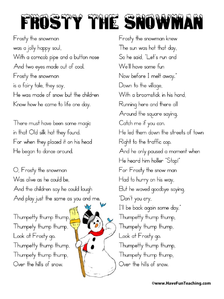 Frosty The Snowman Lyrics | PDF