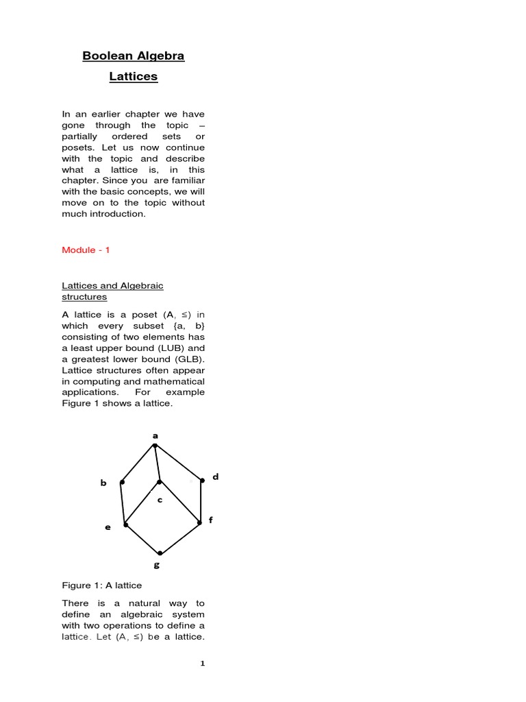 BOOLEAN Algebra - Lattices | PDF | Category Theory | Abstract Algebra