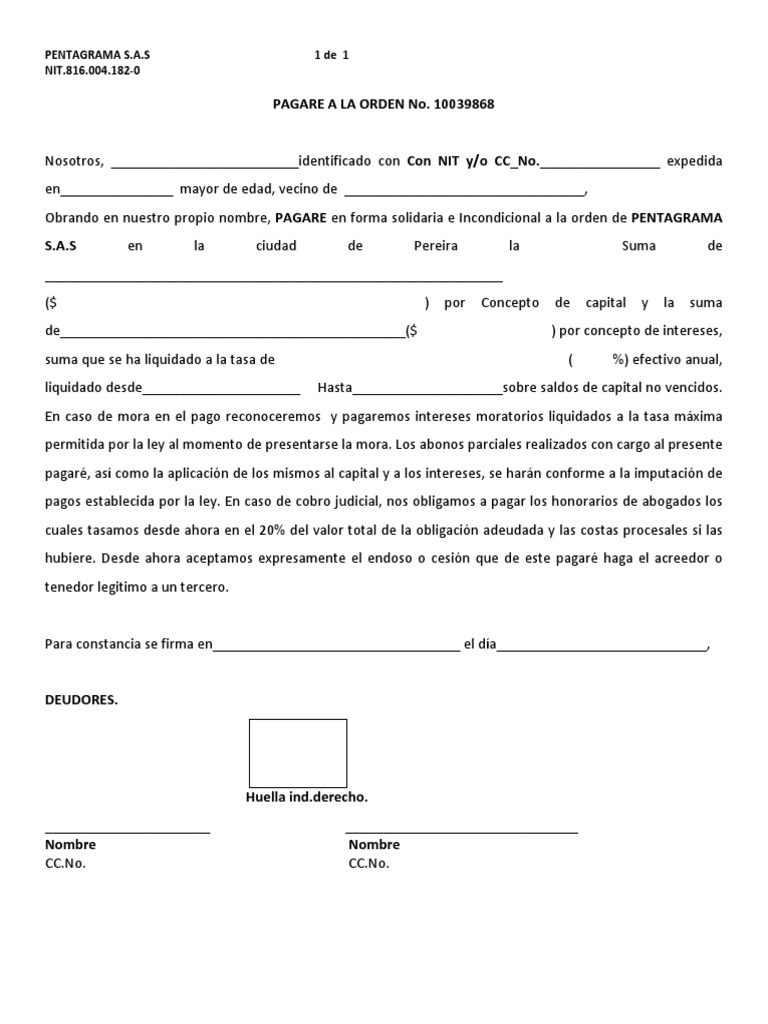 Formato de Pagaré PDF | PDF | Gobierno
