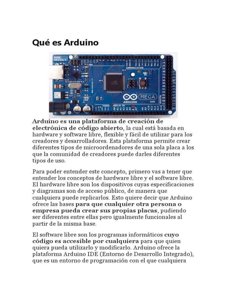 Una introducción completa a Arduino: qué es, cómo funciona y sus múltiples aplicaciones | PDF ...