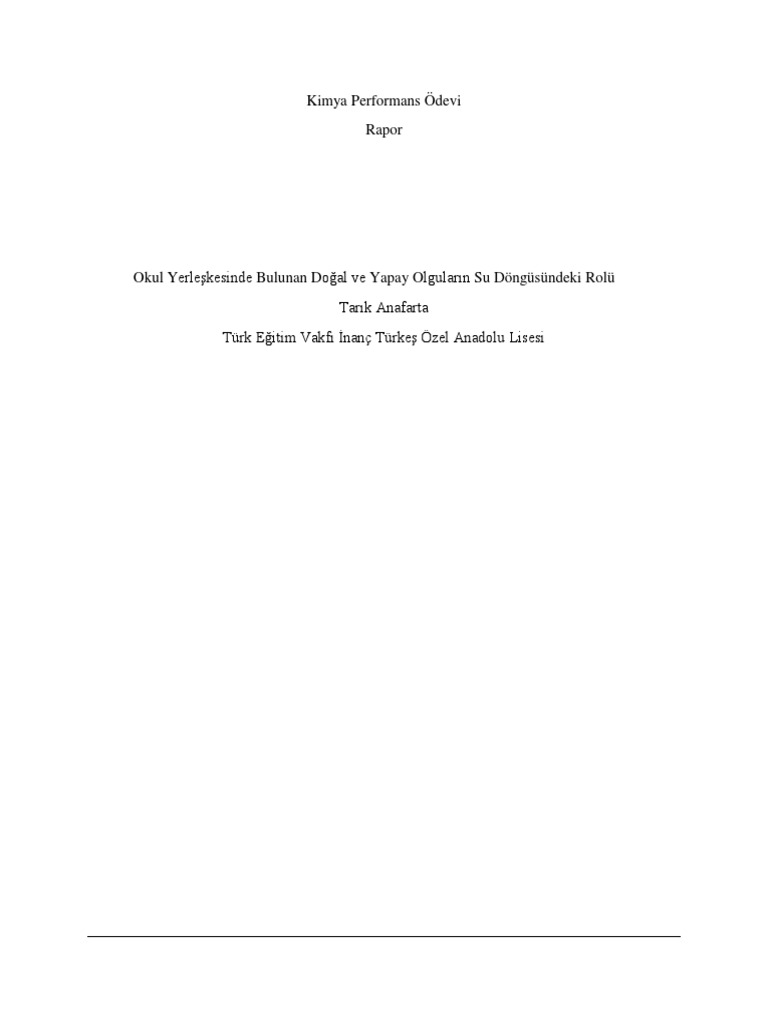 Kimya Performans Ödevi | PDF