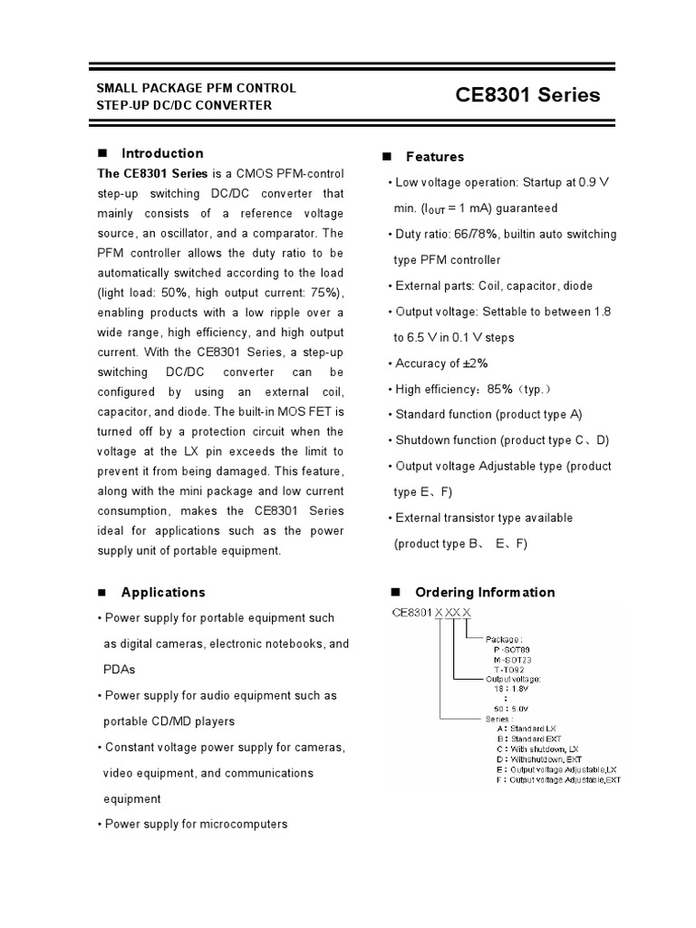CE8301 Series | PDF | Power Supply | Direct Current