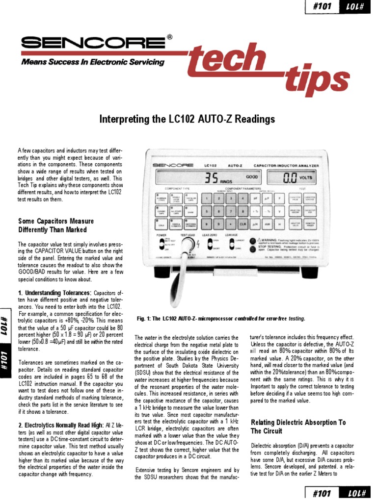 Sencore Tech Tip #101 | PDF | Capacitor | Inductor