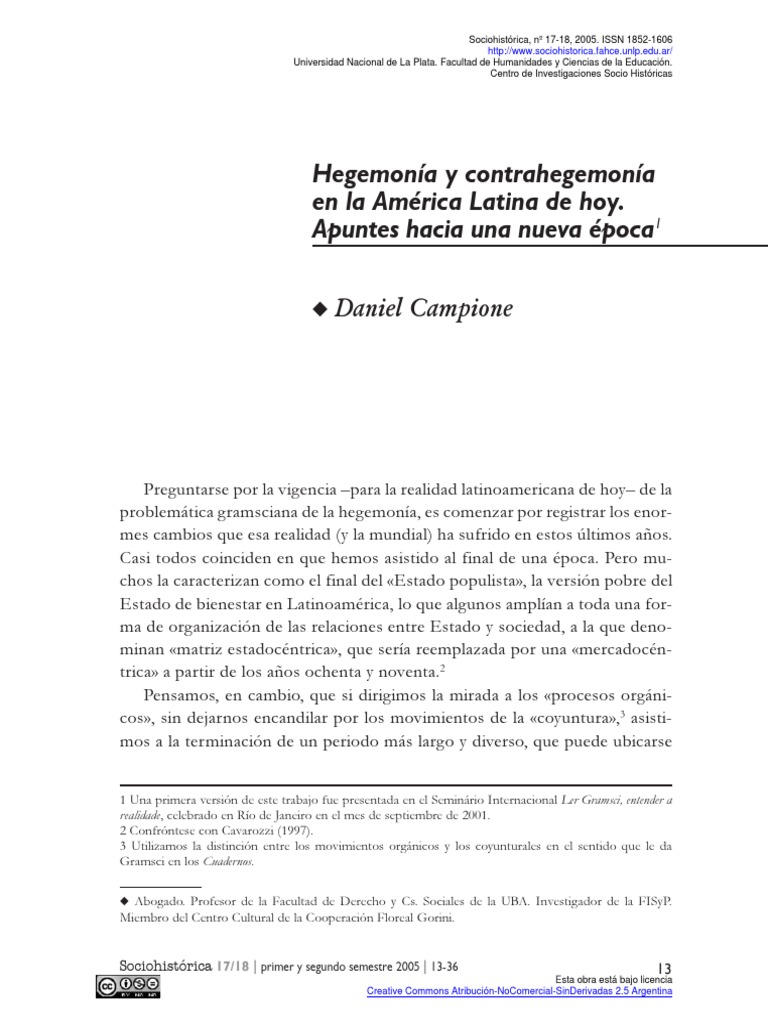 Hegemonía y Contrahegemonía en La América Latina de Hoy. | PDF ...