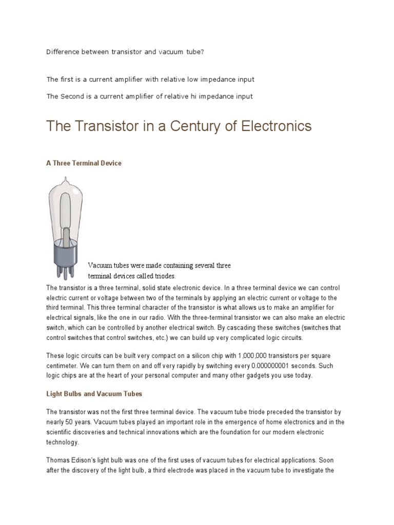 Transistor vs Vacuum Tube Explained | PDF | Vacuum Tube | Transistor
