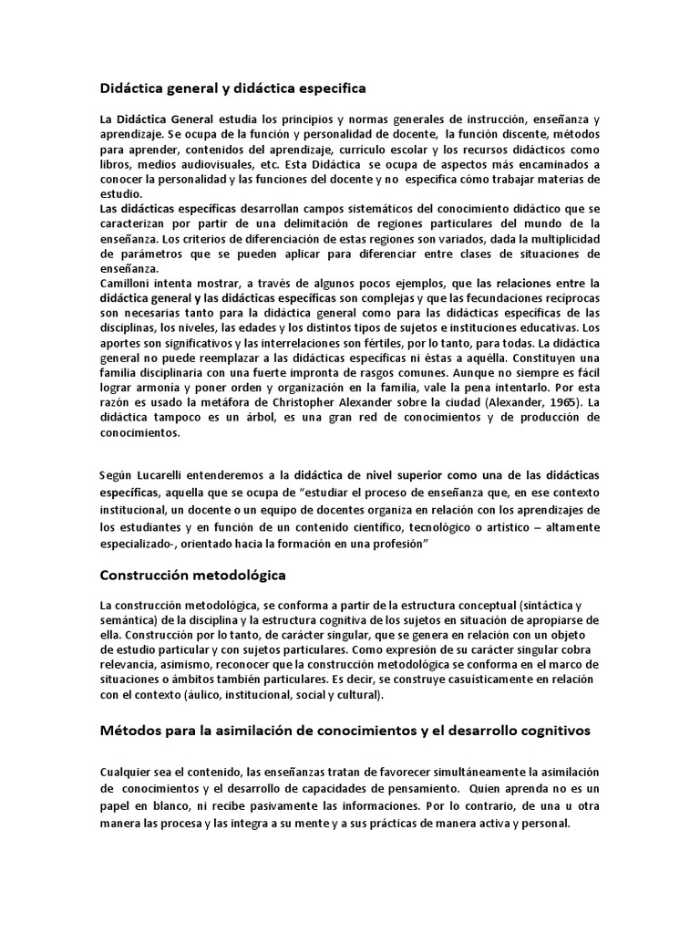 Definición y ejemplos de didáctica específica | PDF | Conocimiento ...