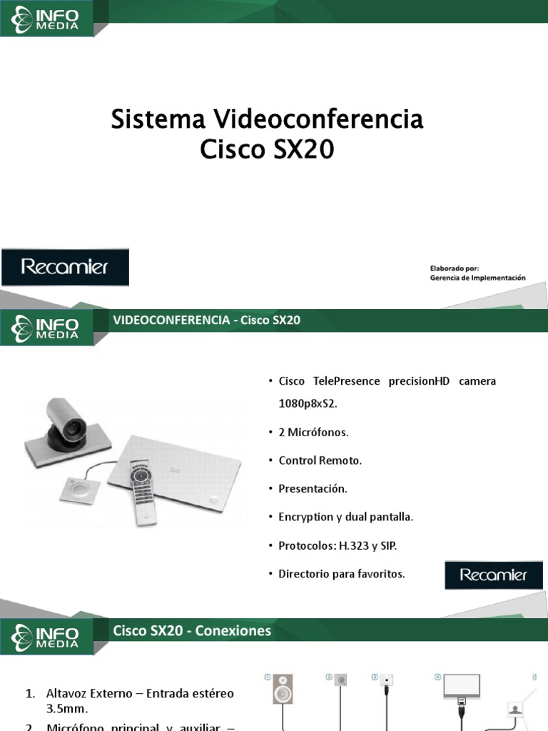 Cámara Telepresencia Guia Rapida Codec SX20 | PDF | Videotelefonía ...