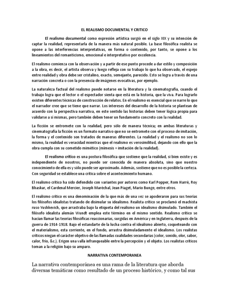 El Realismo Documental y Critico | PDF | Realismo filosófico | Realismo ...