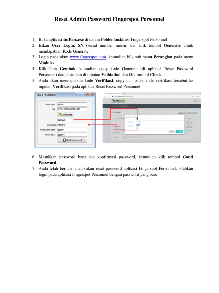 Reset Password Admin Fingerspot Personnel | PDF | Bisnis | Komputer