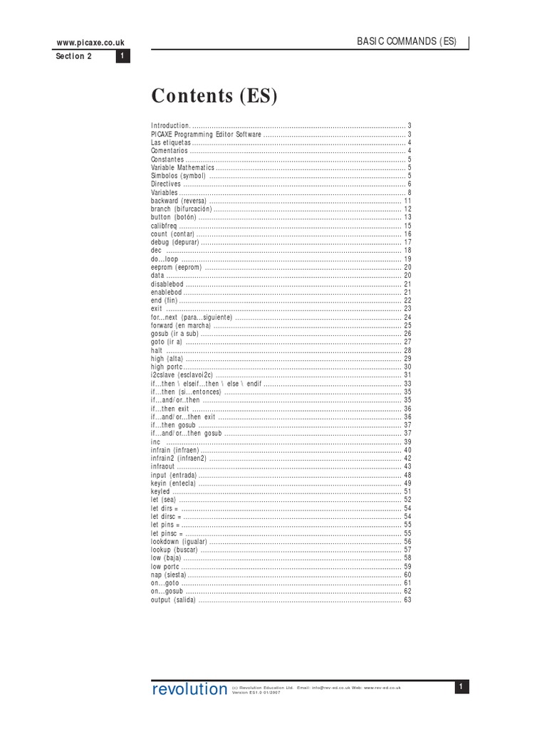 Picaxe Manual2 Es PDF | PDF | Variable (Computer Science) | Control Flow