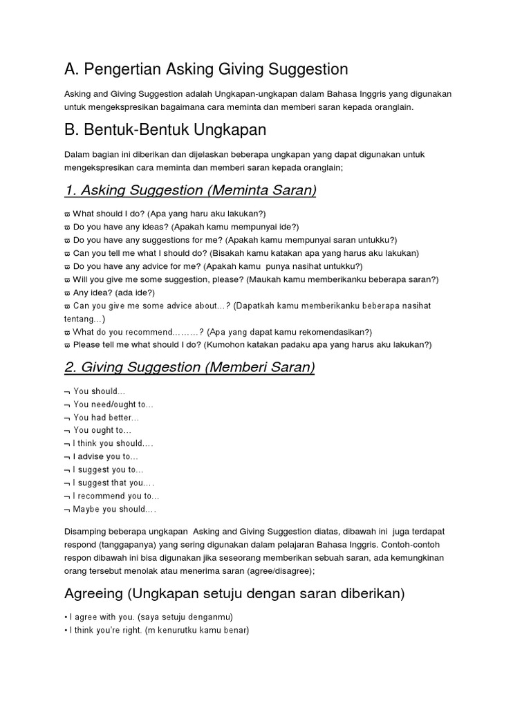 Asking and Giving Suggestion | PDF