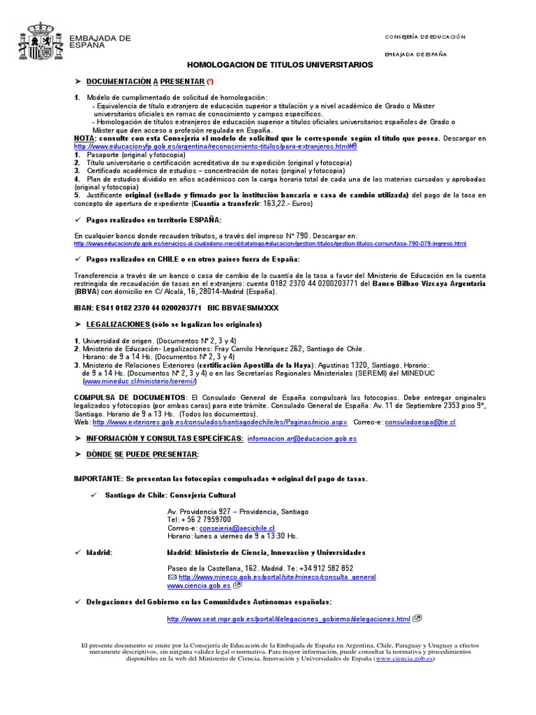 Homologacion de Titulos Universitarios | PDF | Educación más alta ...