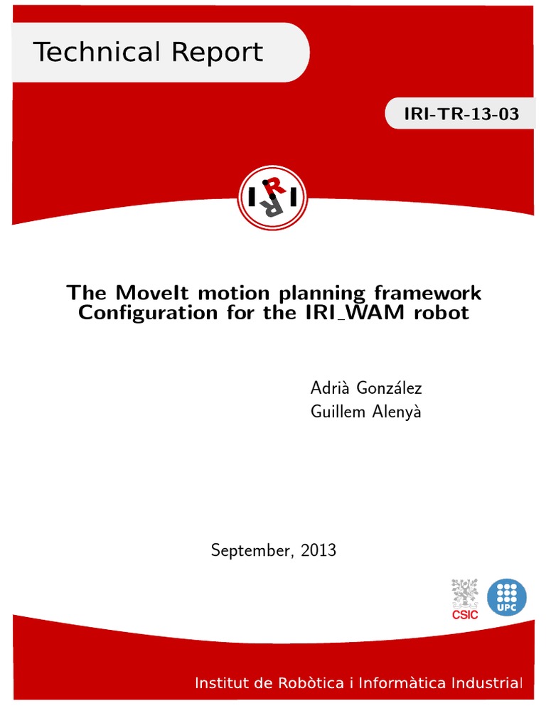 The MoveIt Motion Planning Framework Configuration For The IRI WAM Robot | PDF | Areas Of ...