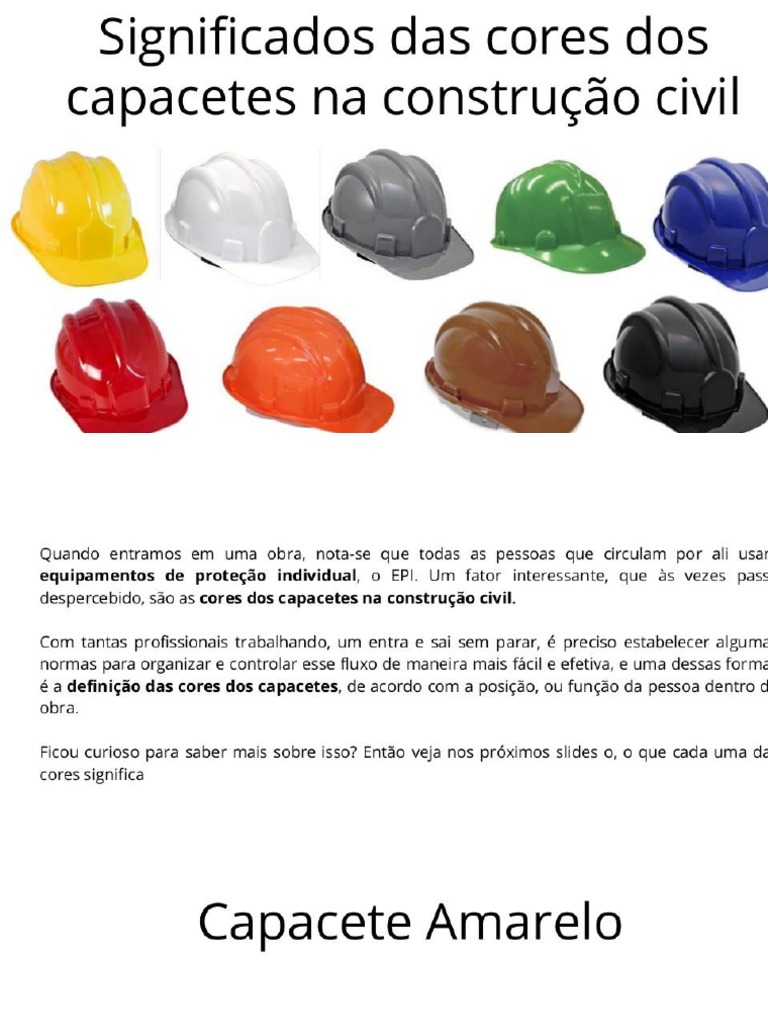 Significados Das Cores Dos Capacetes Na Construção Civil | PDF