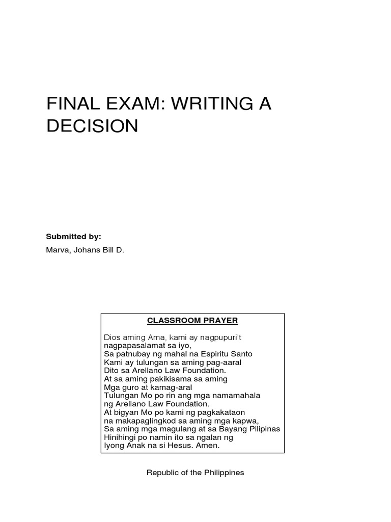 Decision Writing Sample | PDF | Summary Judgment | Judgment (Law)