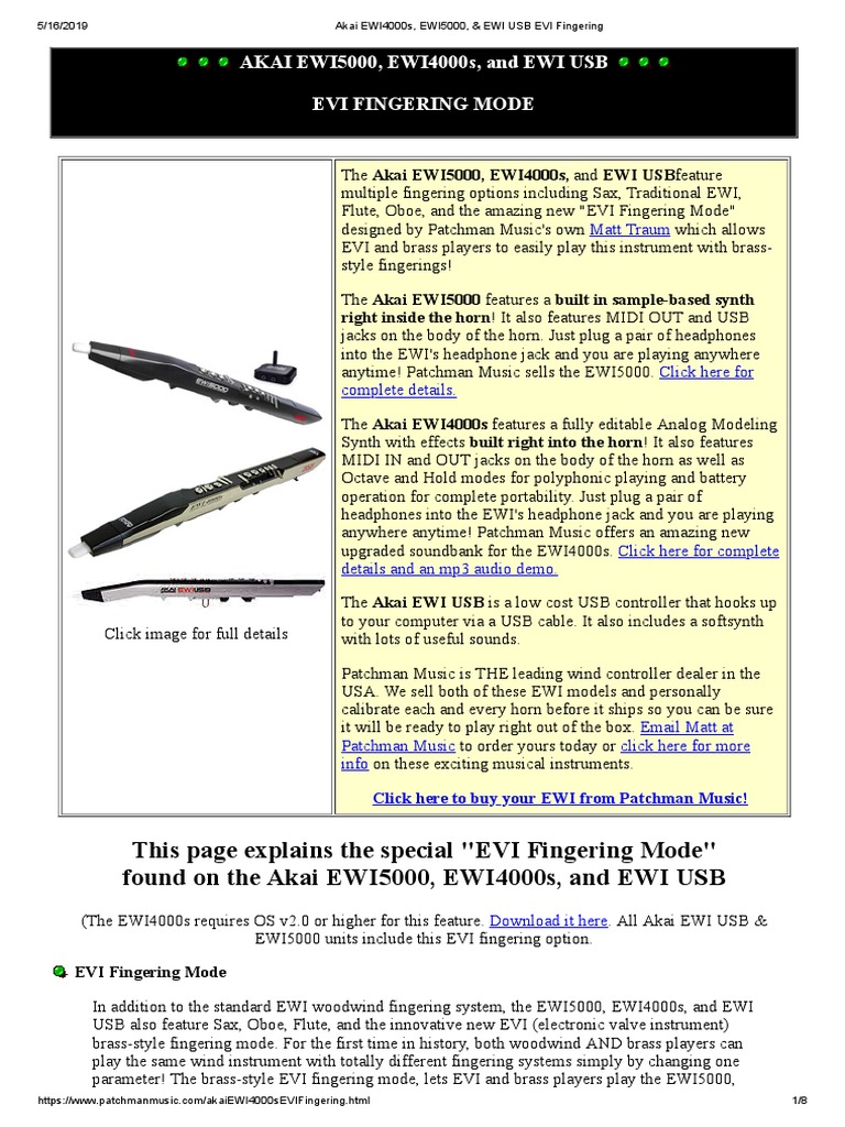 Akai Ewi4000s, Ewi5000, & Ewi Usb Evi Fingering | PDF | Brass ...