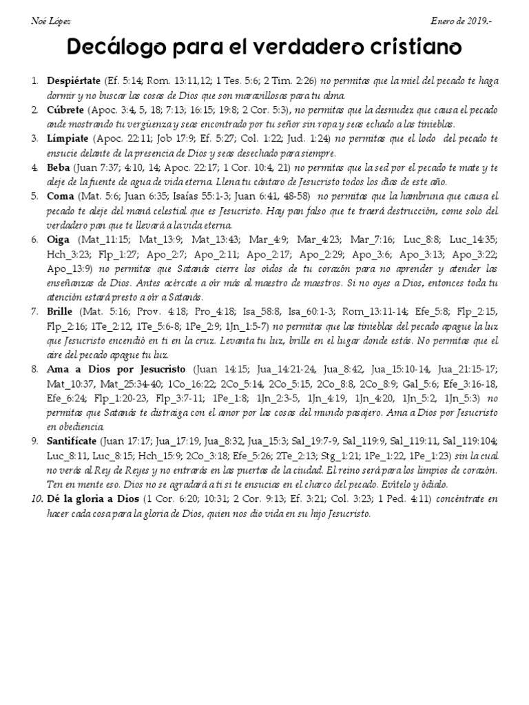 Decálogo para El Verdadero Cristiano | PDF | Metafísica De La Religión ...