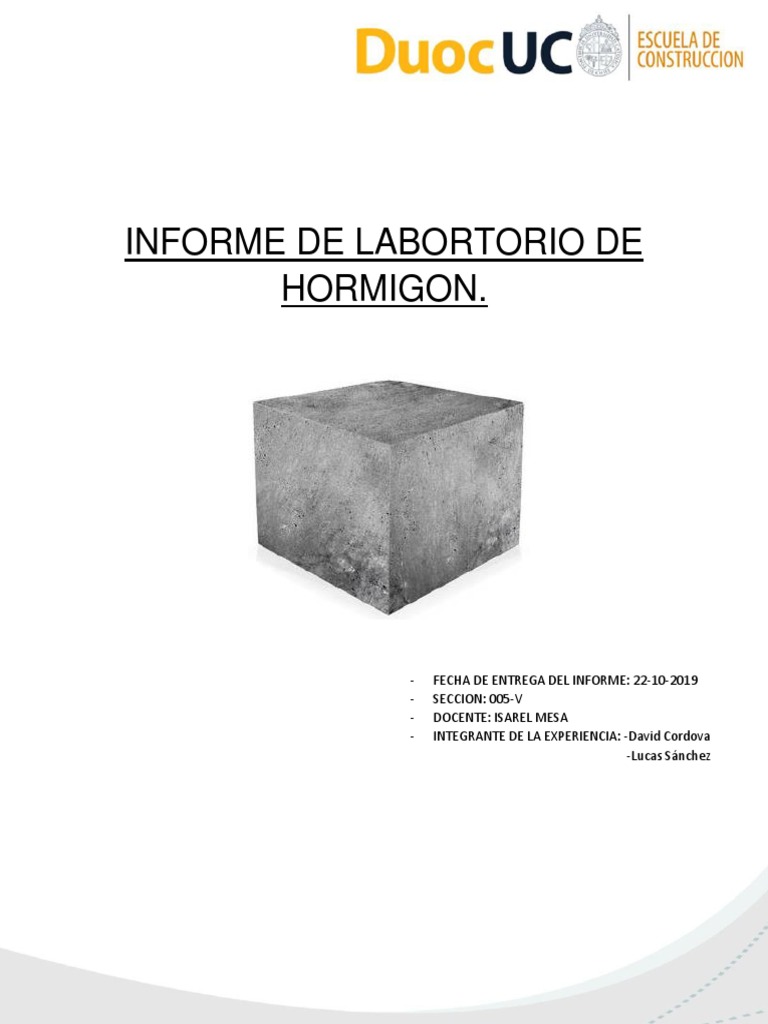 Informe Hormigon | PDF | Densidad | Hormigón