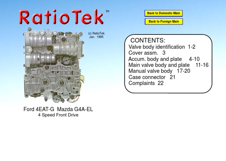 4EAT-G Valve Body Manual | PDF