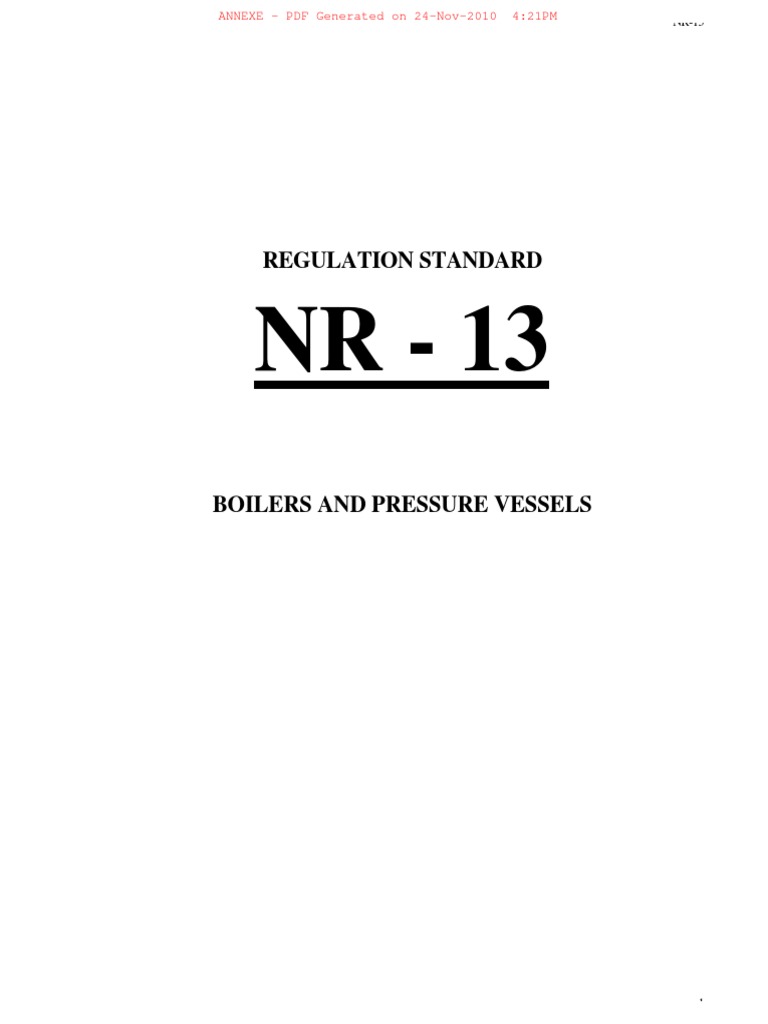 NR-13: Boiler and Pressure Vessel Standards | PDF | Boiler | Safety